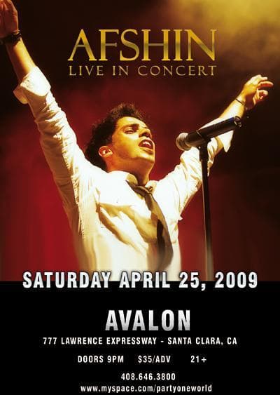 Afshin Concert event · Sat, April 25, 2009 · Avalon · undefined Santa ...