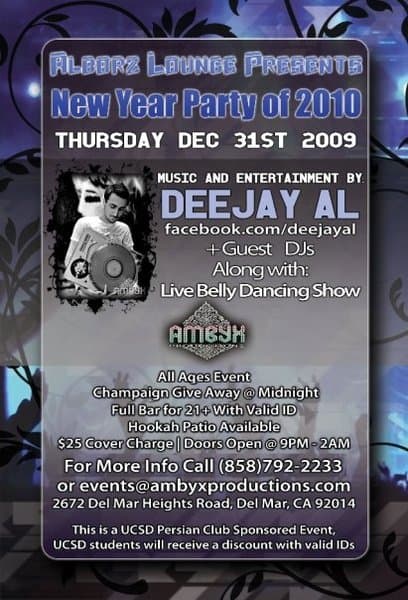 Albourz Lounge Party Of 2010 event · Thu, December 31, 2009 · Alborz ...