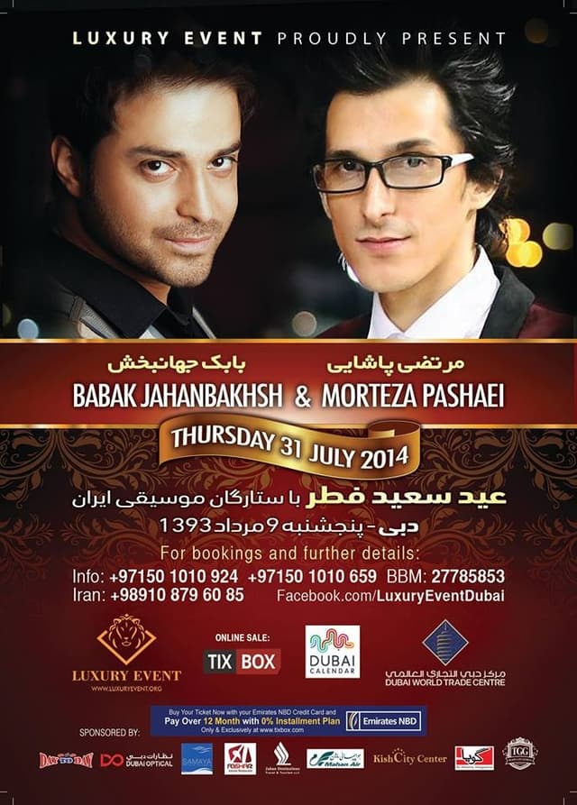 Morteza Pashaei & Babak Jahanbakhsh Live In Concert event · Thu, July ...