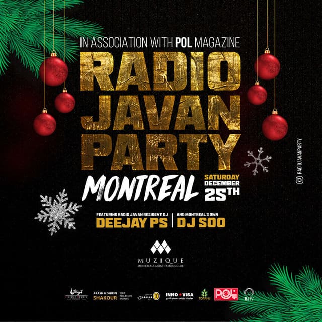 Radio Javan Party in Montreal event · Sat, December 25, 2021 · MUZIQUE ...