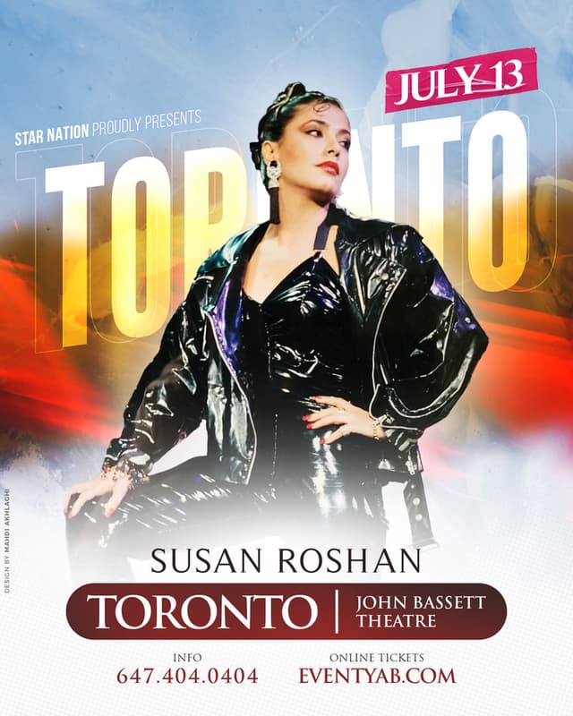 Susan Roshan Live in Toronto event · Sat, July 13, 2024 · John Bassett ...